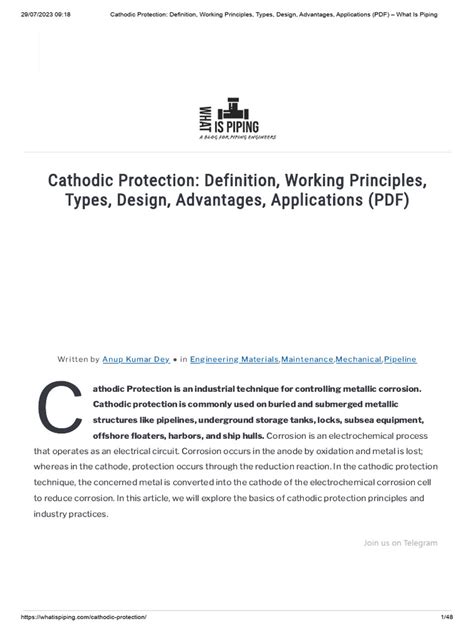 Cathodic Protection Definition Working Principles Types Design