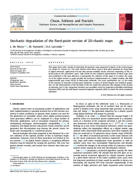 Pdf Stochastic Degradation Of The Fixed Point Version Of 2 D Chaotic Maps