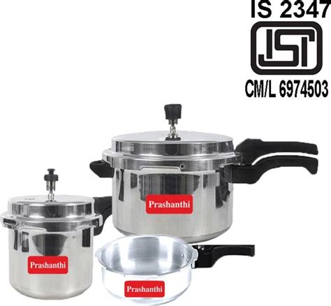 Prashanthi Ganga Aluminium Pressure Cooker Combo Common Lid Pan 2 L 3 L 5 L Pressure Cooker