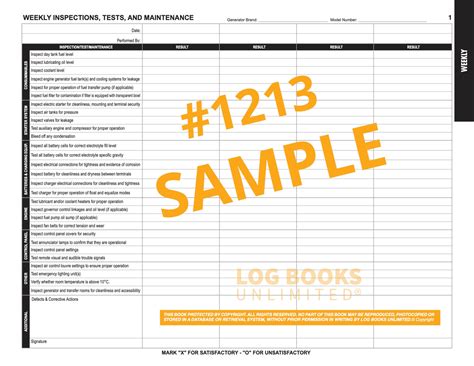 Emergency Generator Log Book Log Books Unlimited