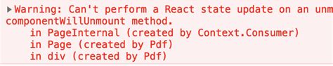 Can T Perform A React State Update On An Unmounted Component Issue Wojtekmaj React Pdf