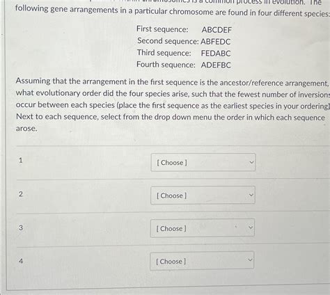 Solved Following Gene Arrangements In A Particular Chegg Com