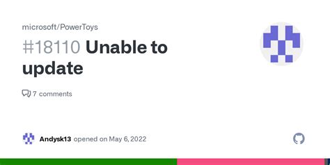 Unable To Update · Issue 18110 · Microsoftpowertoys · Github