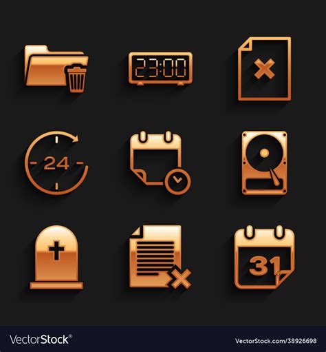 Set Calendar And Clock Delete File Document Vector Image