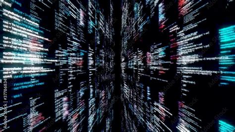 Black Screen With Programming Language Code Running With Glitch Effect Seamless Loop Animation