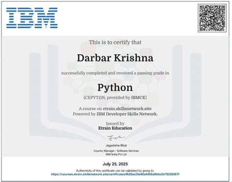 🎉 Proud To Share A Milestone 🎉 Ive Successfully Completed The Ibm Python Training Program