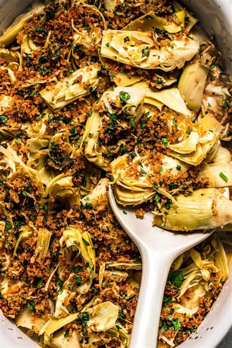 Stuffed Artichoke Hearts With Breadcrumbs And Parmesan