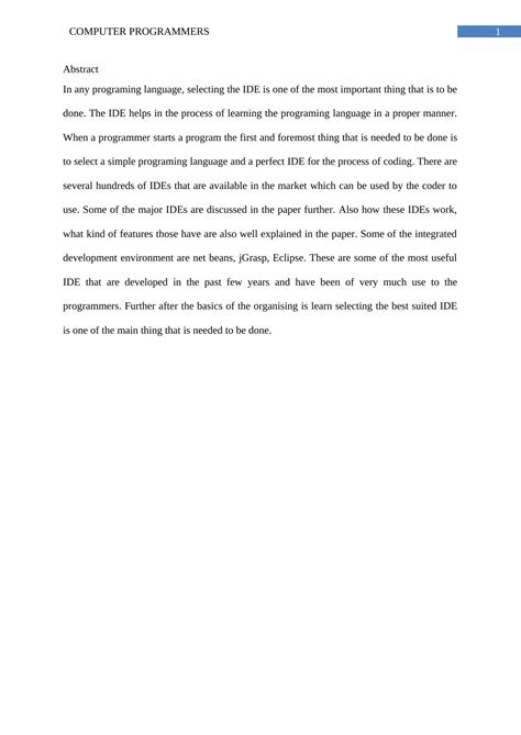 Computer Programmers The Importance Of Ides In Programming