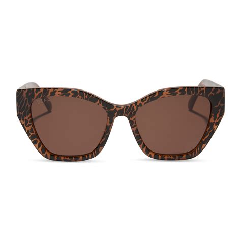 Evie Cateye Sunglasses Animal And Brown Diff Eyewear