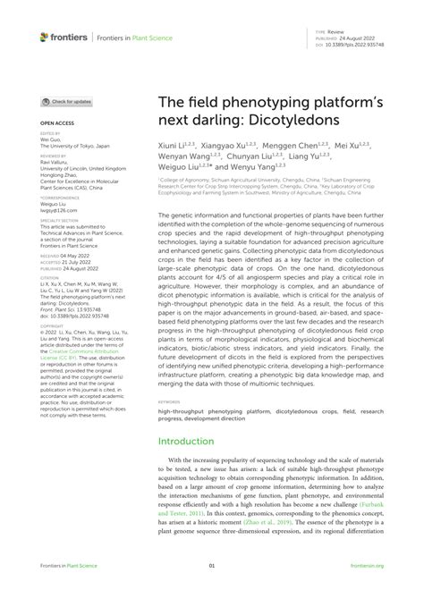 Pdf The Field Phenotyping Platforms Next Darling Dicotyledons