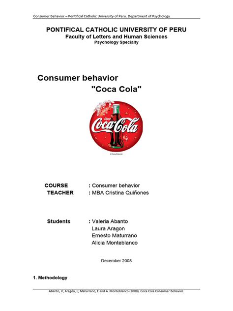 Coca Cola Consumer Behavior Pdf Consumer Behaviour Brand