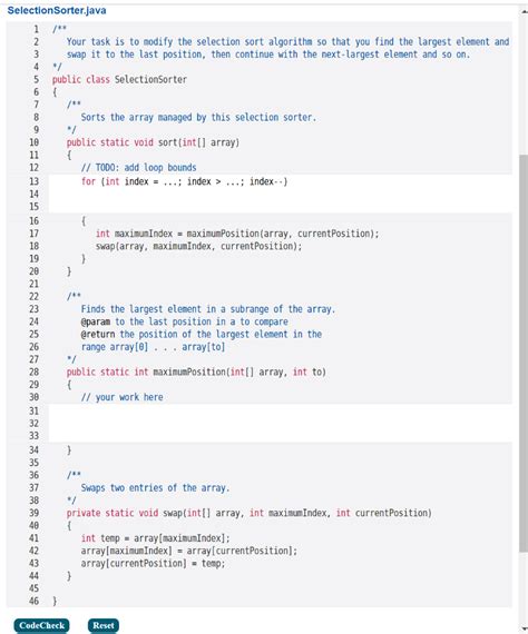 Solved Selection Sorterjava 1 2 Your Task Is To Modify