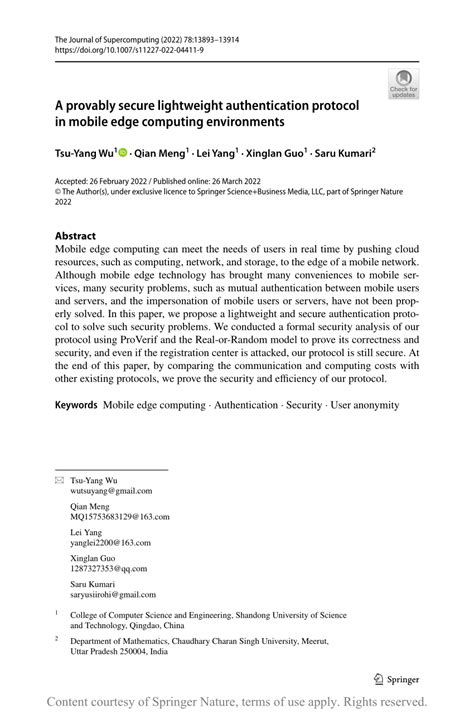A Provably Secure Lightweight Authentication Protocol In Mobile Edge Computing Environments