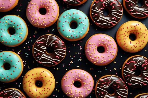Premium Photo Pattern Design Of Coloured Donuts