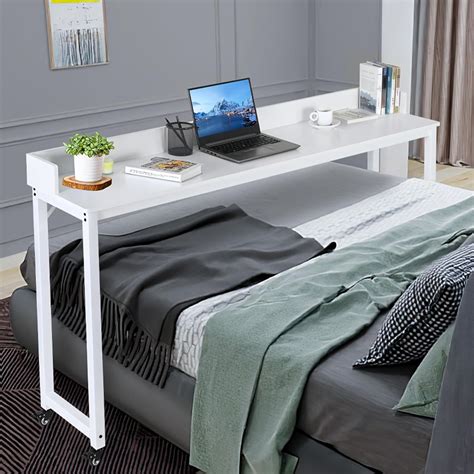 Arlopu Overbed Table With 360° Wheels Queen Size Mobile