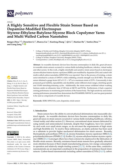 Pdf A Highly Sensitive And Flexible Strain Sensor Based On Dopamine Modified Electrospun