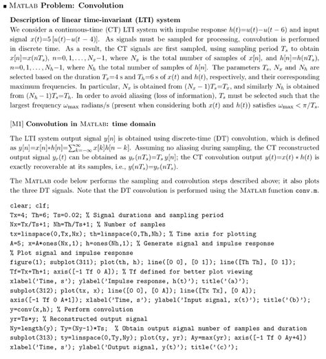 Solved Matlab Problem Convolution Description Of Linear