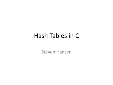 Ppt Hash Tables In C Overview And Implementation Examples Powerpoint