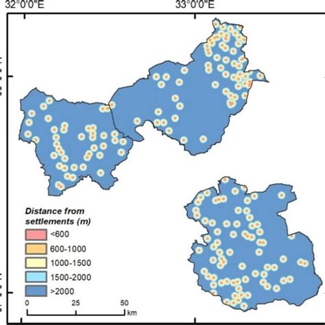 Suitability Map According To Distance Criteria From Settlements