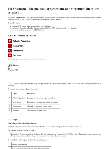 Pico Scheme The Method For Systematic And Structured Literature
