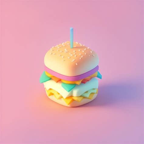 Premium Ai Image Tiny Cute Isometric Burger