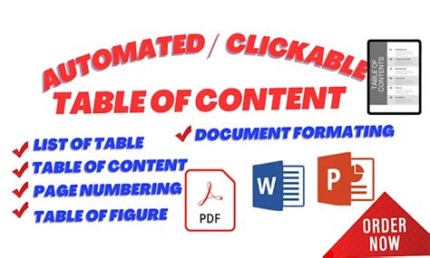 Create Clickable Table Of Contents Page Numbering Correct Page
