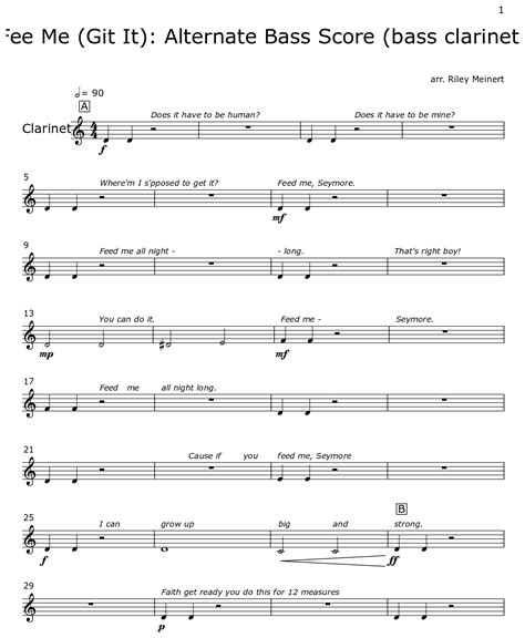 Fee Me Git It Alternate Bass Score Bass Clarinet Sheet Music For