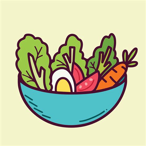 Healthy Salad Food For Breakfast Or Vegan Diet Vector Illustration With