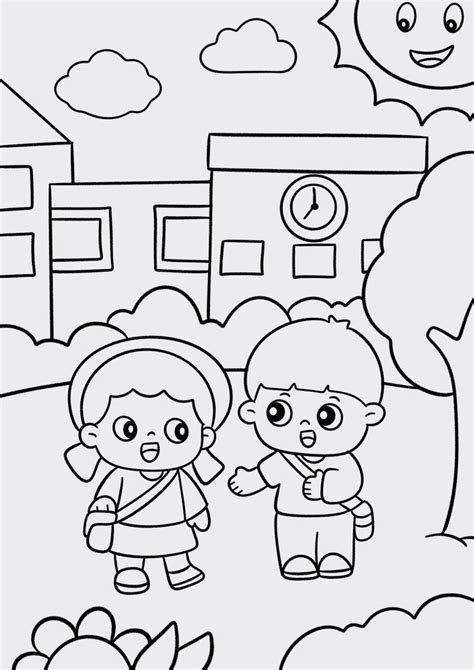 学校早上散步简笔画 简笔画图片大全