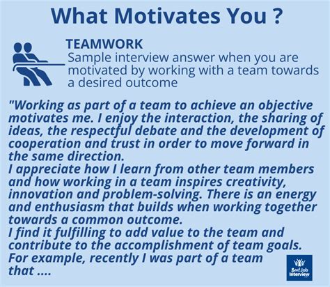 Sample Interview Answers To What Motivates You Teamwork