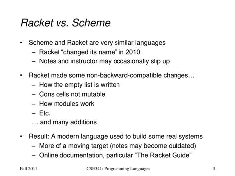 Ppt Cse341 Programming Languages Lecture 14 Introduction To Racket