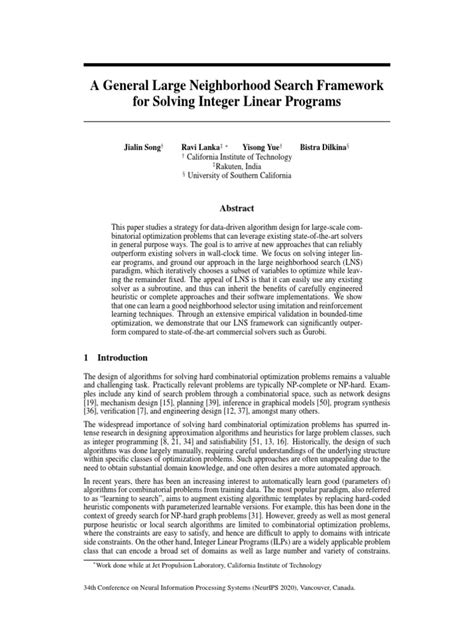 Neurips 2020 A General Large Neighborhood Search Framework For Solving