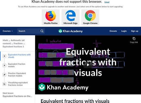 Khan Academy Equivalent Fractions With Visuals Instructional Video For 4th Grade Lesson Planet