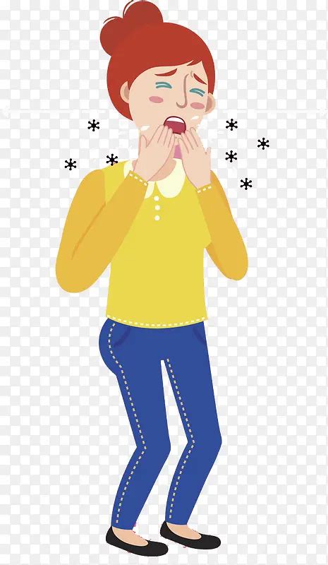 手绘不舒服的女孩PNG图片素材下载 图片编号yvepzplq 免抠素材网