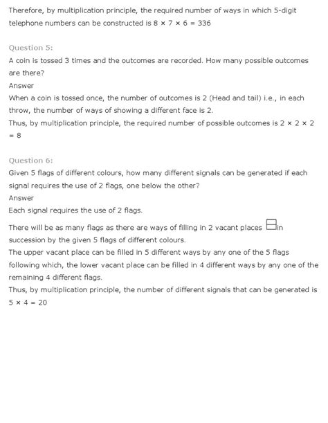 Maths Ch Permutation And Combinations Class NCERT Solutions