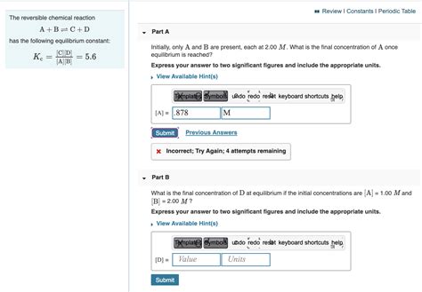 Solved M Review Constants Periodic Table The Reversible Chegg