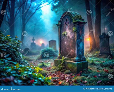 A Chilling Exploration Of An Eerie Night Cemetery Haunted Headstones