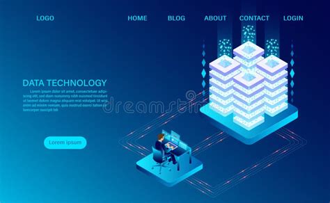 Datacenter Server Room Cloud Storage Technology And Big Data Stock Vector Illustration Of