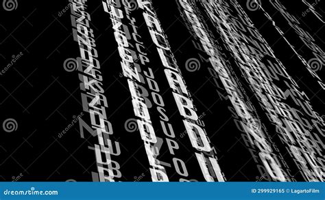 Characters In Letters On Black Random Text Alphabet On Typographic Background With Creative