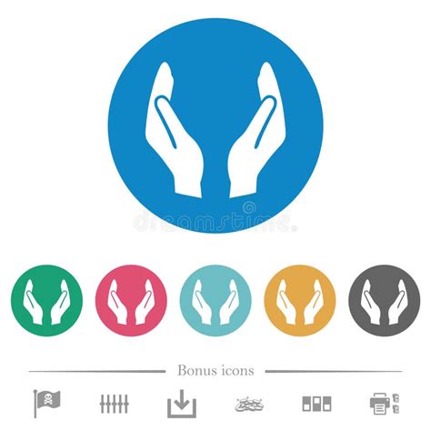 Empty Protecting Hands Outline Square Flat Multi Colored Icons Stock Vector Illustration Of