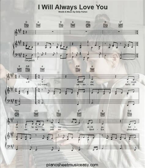 I Will Always Love You Sheet Music A Major