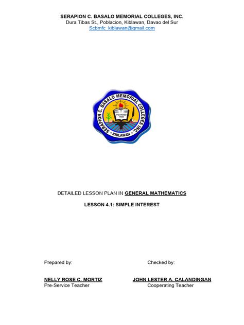 Simple Interest Lesson Plan Pdf Interest Percentage