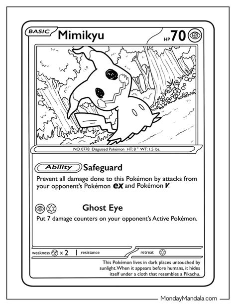 20 Mimikyu Coloring Pages Free Pdf Printables In 2024 Pikachu Coloring Page Pokemon