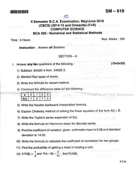 Numerical And Statistical Methods CBCS F R And Onwards Bachelor Of Computer Studocu