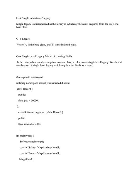 C Single Inheritance C Single Inheritance Legacy Single Legacy Is Characterized As The