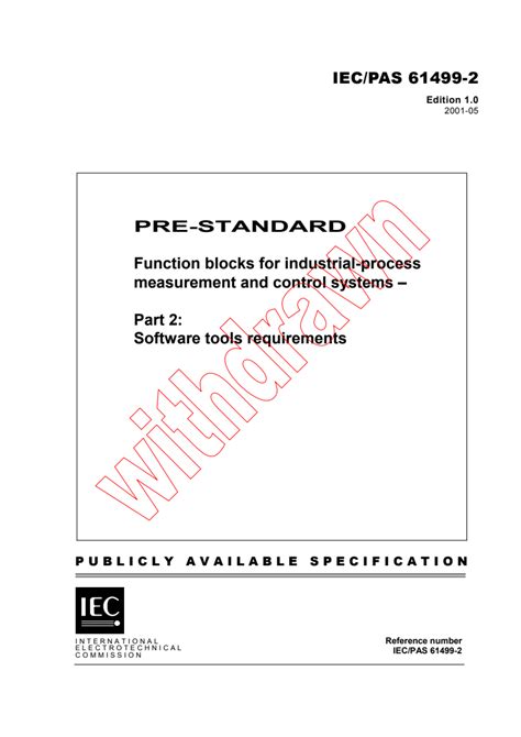 IEC PAS 61499 2 2001 Function Blocks For Industrial Process Measurement And Control Systems Part