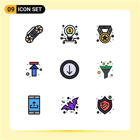 Set Of 9 Modern Ui Icons Symbols Signs For Download Arrow Award Upload