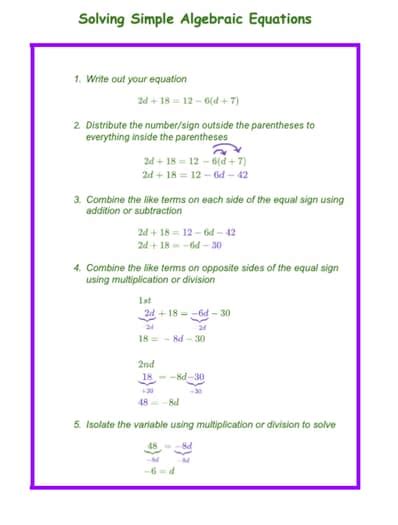 Solving Simple Algebraic Equations By Stephanie Mclean Tpt