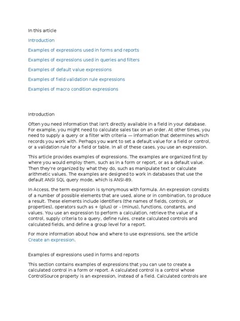 Example Of Expression Access Download Free Pdf Sql Arithmetic