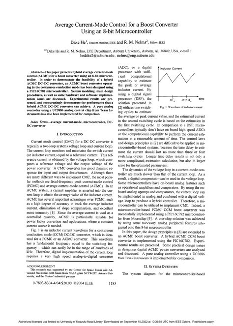 Average Current Mode Control For A Boost Converter Using An 8 Bit